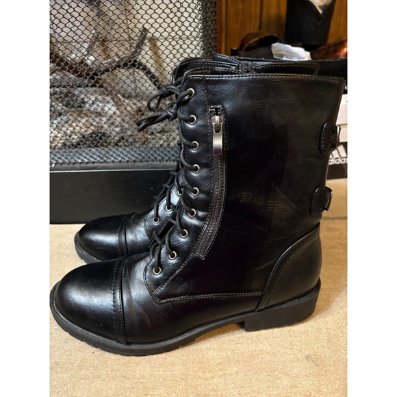 MIA | Shoes | Mia Combat Boots Leather Womens Us 9 Eur 4 Black Laces ...